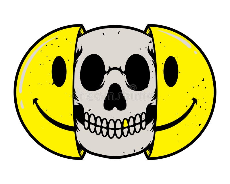 Vector Illustration Skull Emoticon Stock Vector - Illustration of death ...