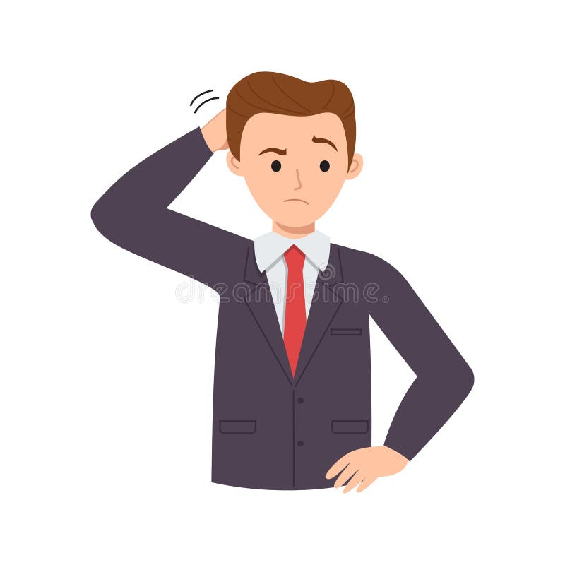 Young Man Scratching His Head As Sign of Confusion Stock Vector ...