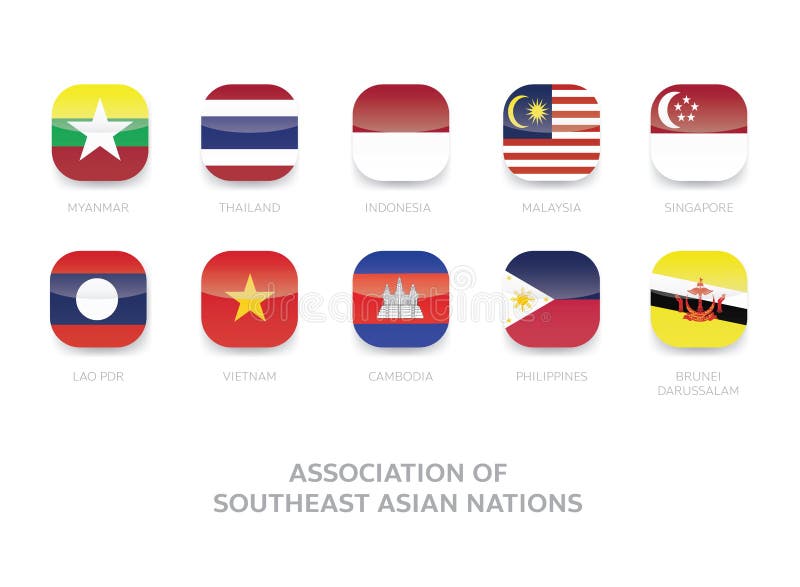 ASEAN Flag Country Set App Icon Vector Stock Vector - Illustration of ...