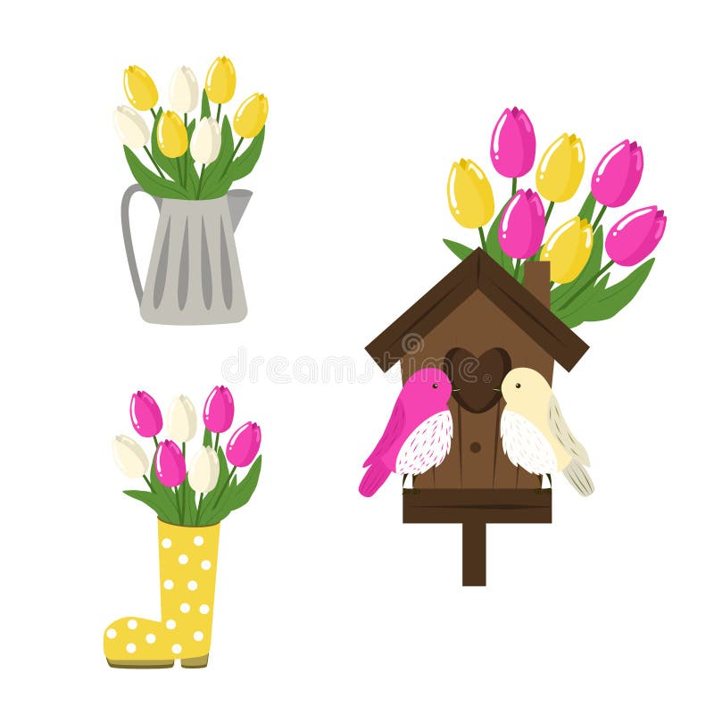 Set of Spring Elements stock vector. Illustration of dots - 240727498