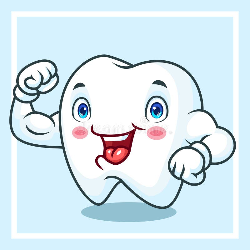 Cute Cartoon Teeth Showing the Power of Teeth Stock Vector ...
