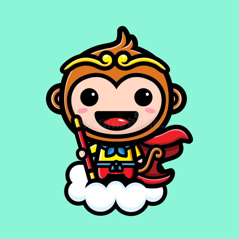 Cute Sun Wukong Cartoon Vector Design Stock Vector - Illustration of ...
