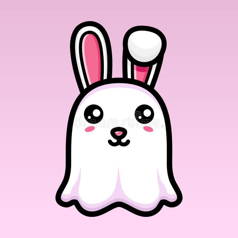 Cute Bunny Ghost Character Design Stock Vector - Illustration of ...