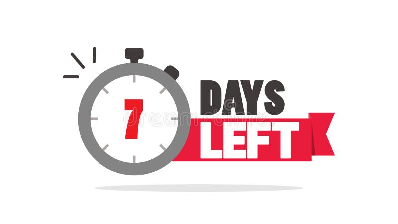 7 Days Left or To Go Sale Countdown Symbol. Stock Vector - Illustration ...