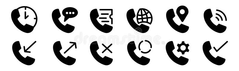 Black Linear Icon Symbol Phone Mobile Out Incoming Stock Vector ...
