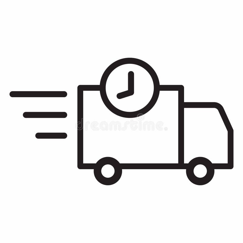 Delivery icon on time stock vector. Illustration of clock - 240974080