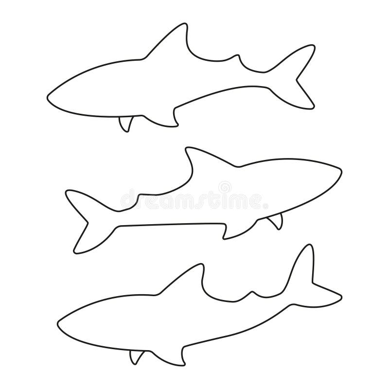 Sharks line icon set. stock illustration. Illustration of black - 241049671