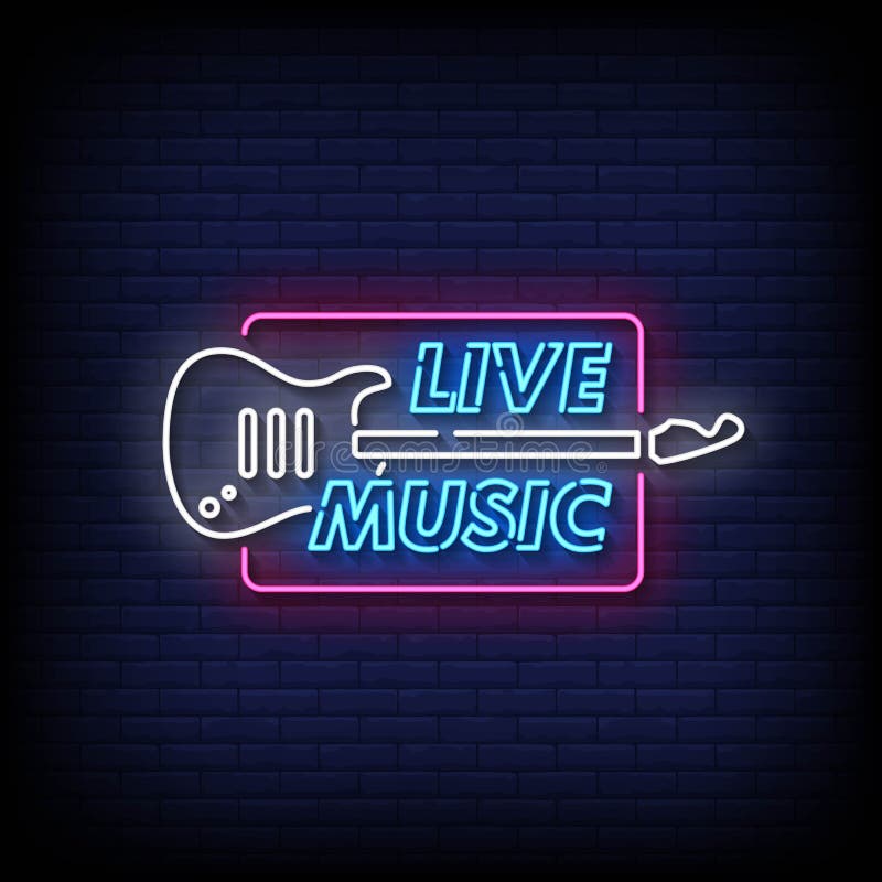 Live Music Neon Signs Style Text Vector Stock Illustration ...