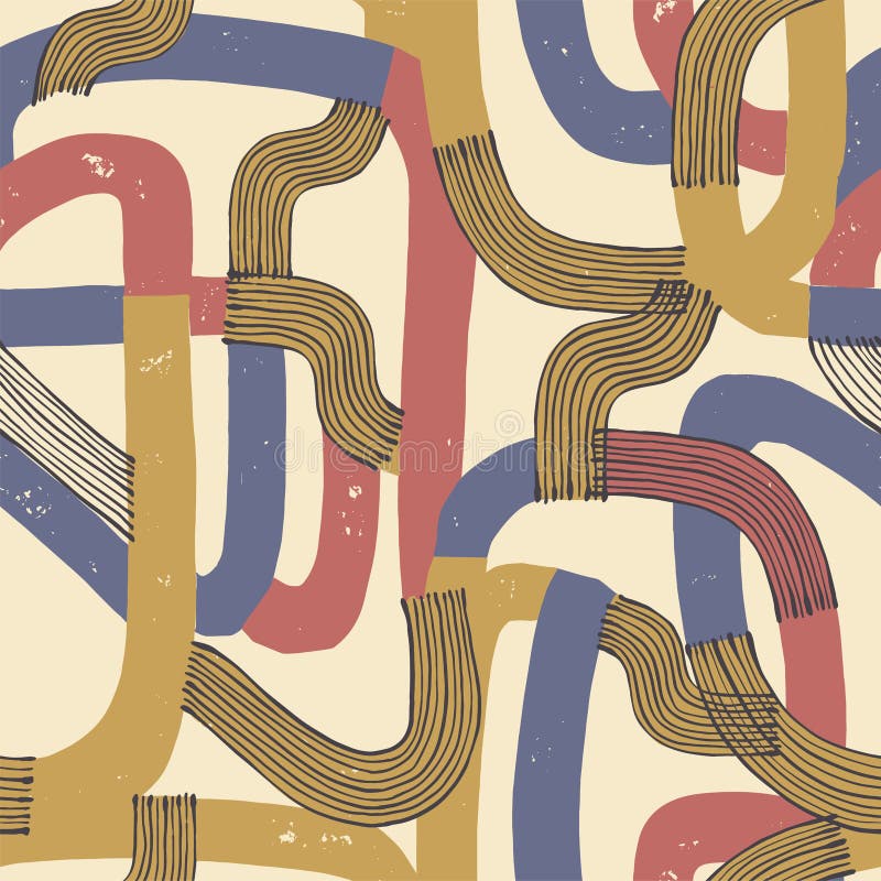 Vector Contemporary Modern Line Painting Artwork Illustration Seamless ...