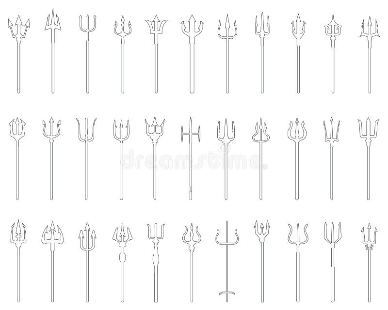 Set of isolated tridents stock illustration. Illustration of evil ...