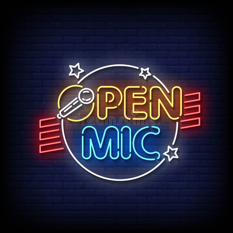 Open Mic Neon Signs Style Text Vector Stock Vector - Illustration of ...