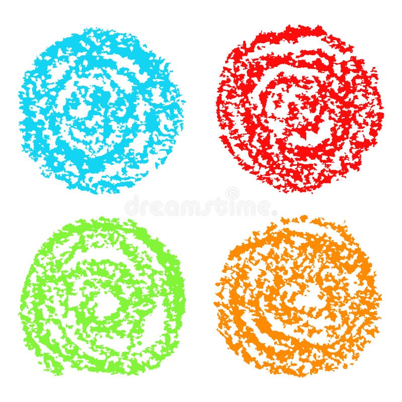 Crayon Hand Drawn Round, Circle Helix Design Element Set. Stock Vector ...