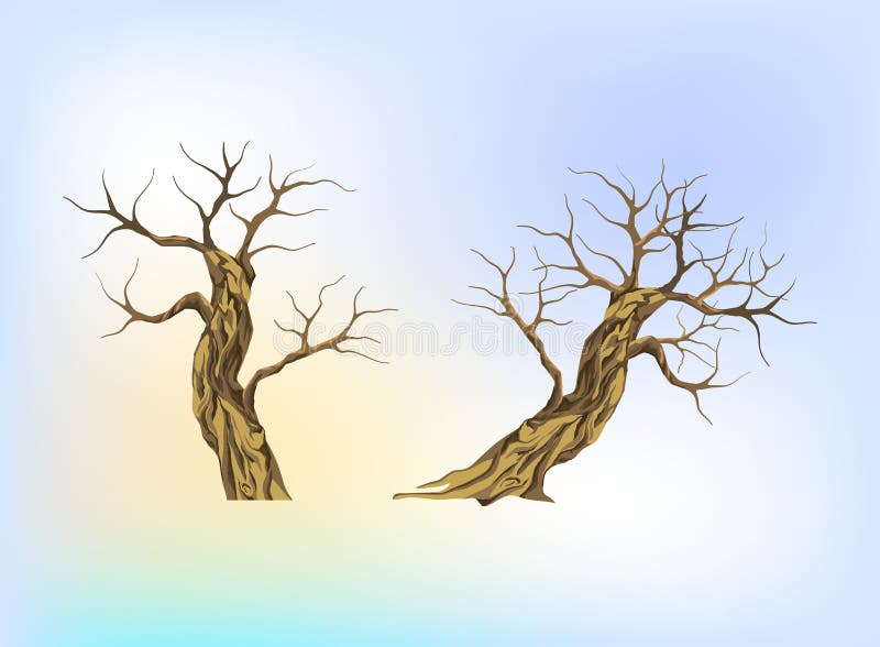 Dead Tree Illustration, Dry and Molting Tree Sketch Rough and Hand ...