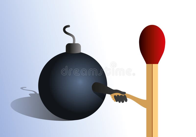 Concept of Dangerous Association between a Bomb and a Match. Stock ...