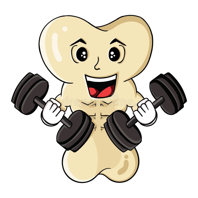 Cute bone gym cartoon stock vector. Illustration of bone - 241602267