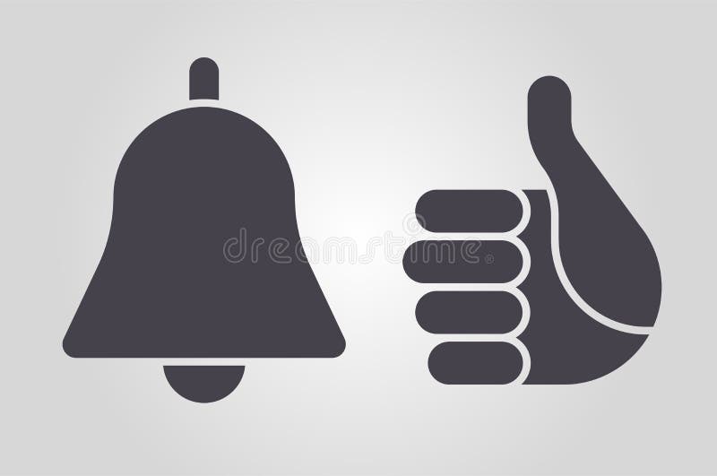 Bell and Like. Icon To Activate Bell and Click Like in 1 Color Stock ...