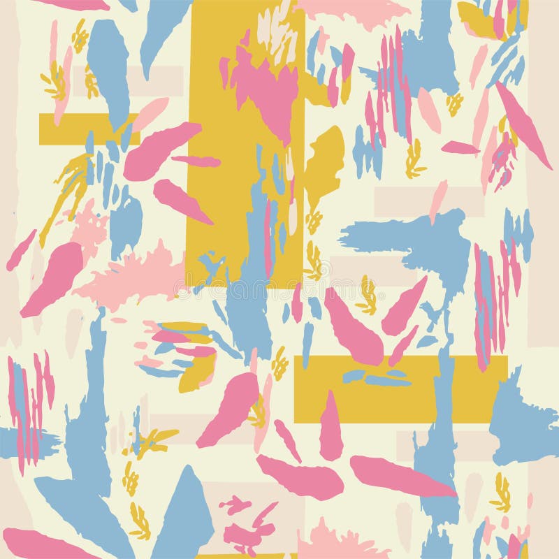 Vector Abstract Leaf and Modern Shapes Drawing Illustration Seamless ...