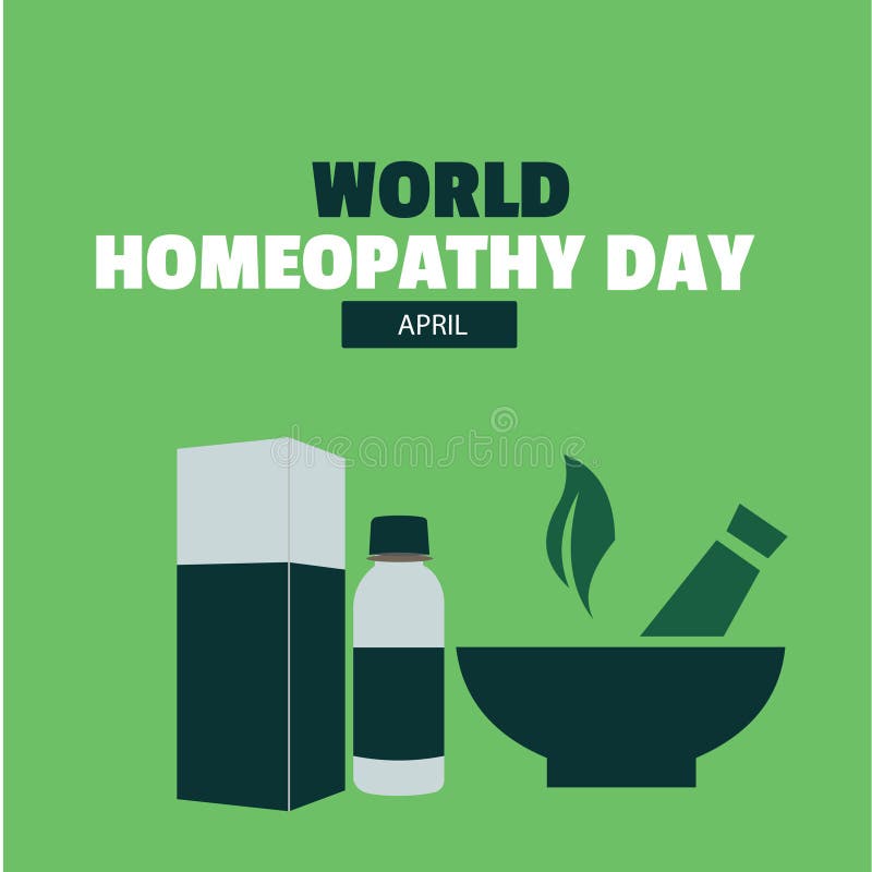 World Homeopathy Day Banner or Poster Layout, Flat Cartoon Vector ...