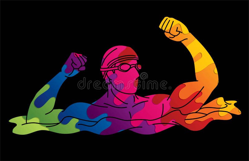 Swimming Sport Swimmer Action Cartoon Graphic Vector Stock Vector ...