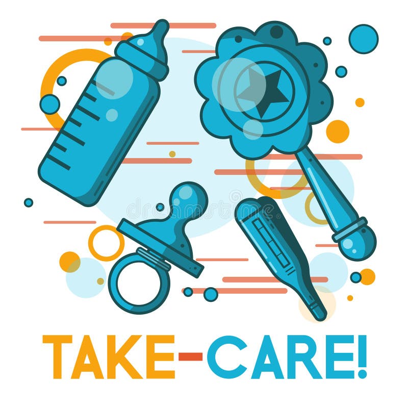 Everyday Objects take-care stock illustration. Illustration of pattern ...