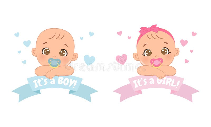 Boy Girl Gender Reveal Clipart Stock Illustrations – 198 Boy Girl ...