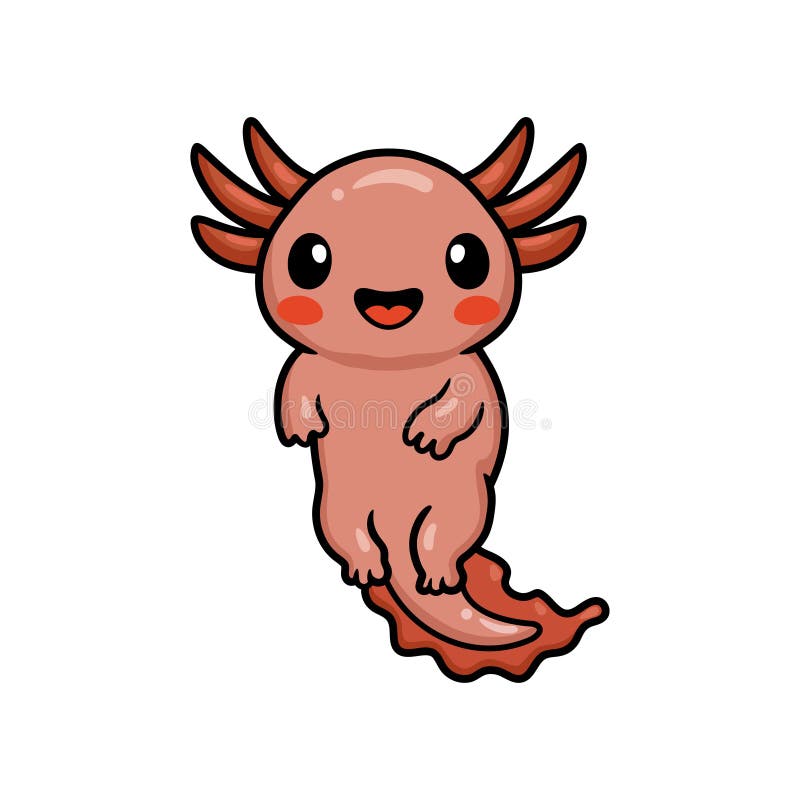 Cute Axolotl Cartoon Sitting Vector Illustration Stock Vector ...