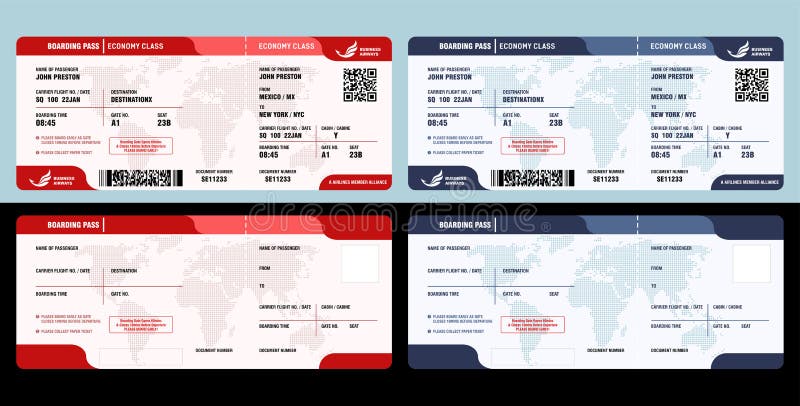 Airlines Logo & Boarding Pass Template Stock Vector - Illustration of ...