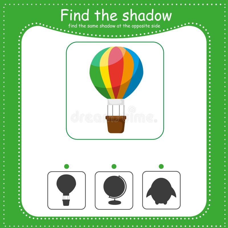 Find the Right Shadow. Educational Page for Kids Stock Vector ...