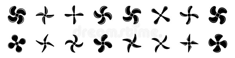 Symbols Fan Rotating Vector Illustration.Propeller Icon Set Stock ...