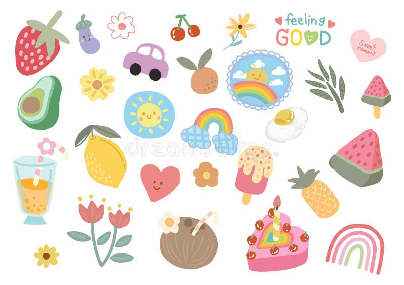 Cute Stuffs on Sweet Background Stock Vector - Illustration of pink ...