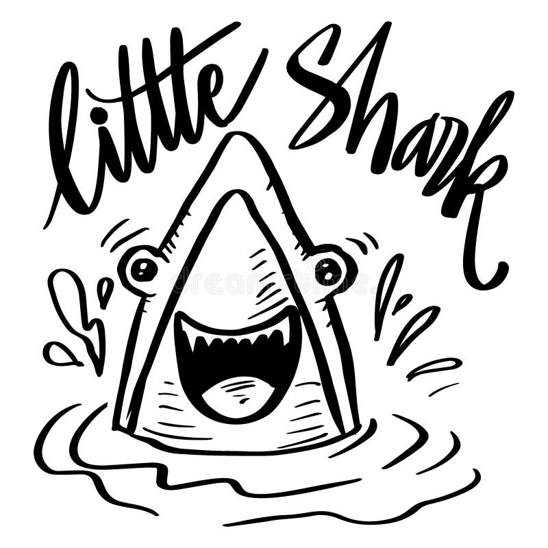 Little Shark Hand Drawing. Design for T - Shirt Stock Vector ...