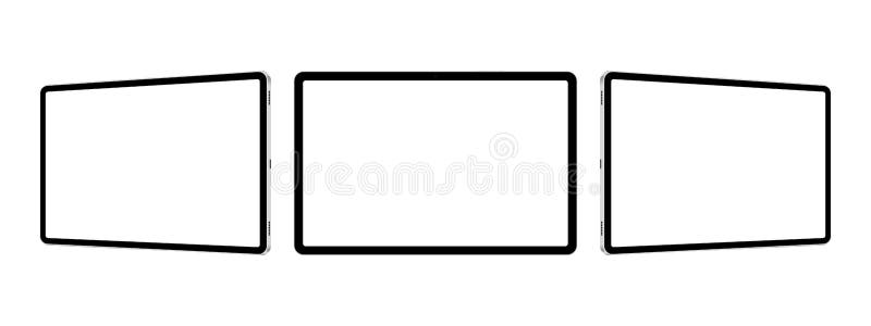 Realistic Tablet Blank Screen Horizontal Black Stock Illustrations ...