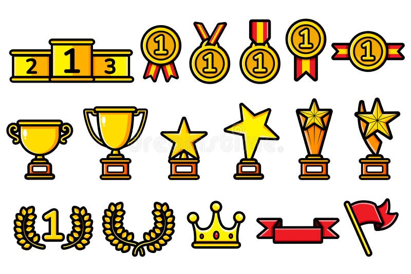 Champion Trophy Mascot Bundle Set Vector Design with Various Types ...