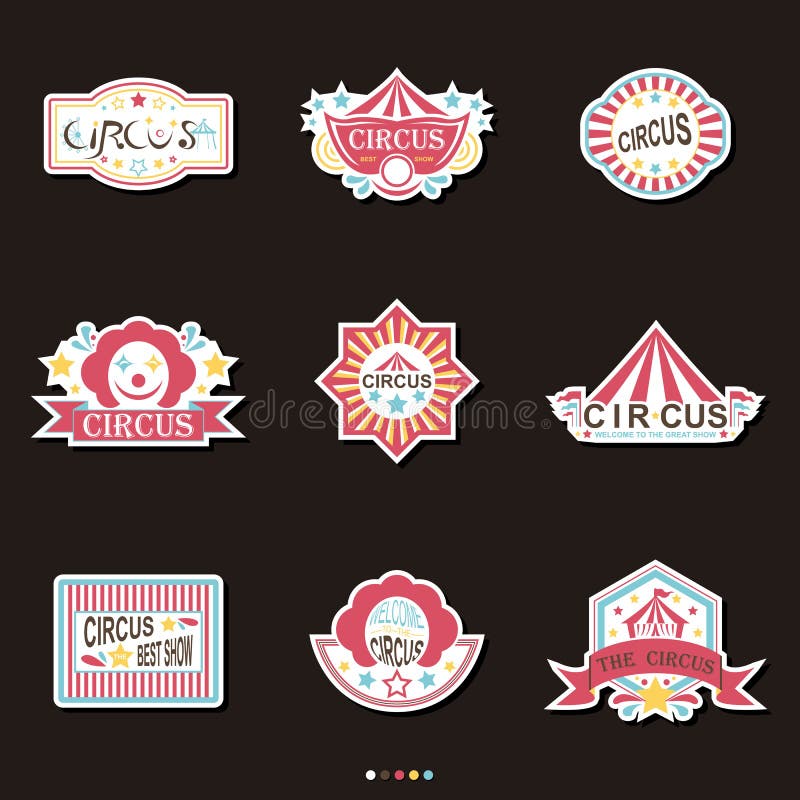 Circus Colorful Logo Set - Vector Stock Vector - Illustration of ...