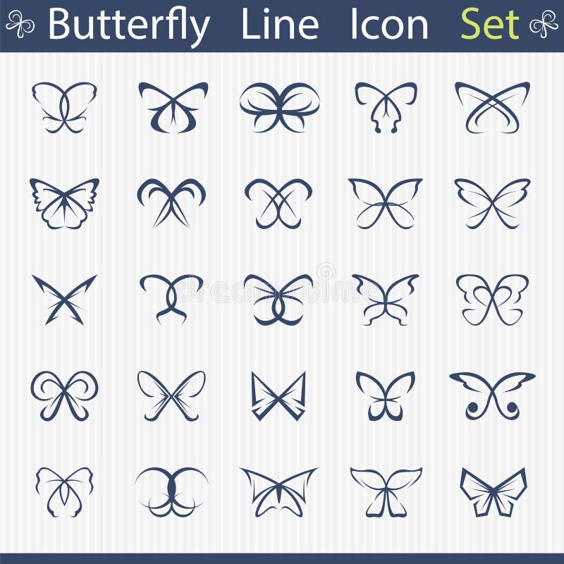 Butterfly Line Icon Set - Vector Stock Vector - Illustration of moth ...