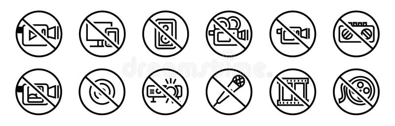 Icon Set Prohibition Signs No Photography and No Video Recording Stock ...