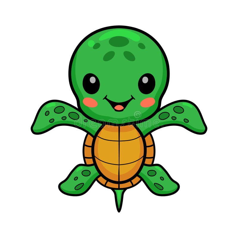 Cute Little Turtle Cartoon Posing Stock Vector - Illustration of life ...