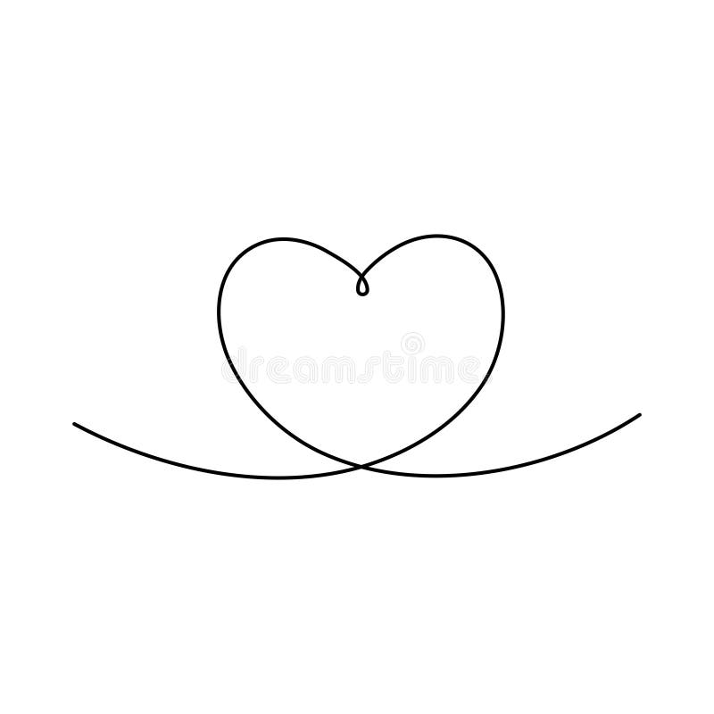 Heart Line Continuous Icon. Love Outline Symbol. Valentine Day One Line ...