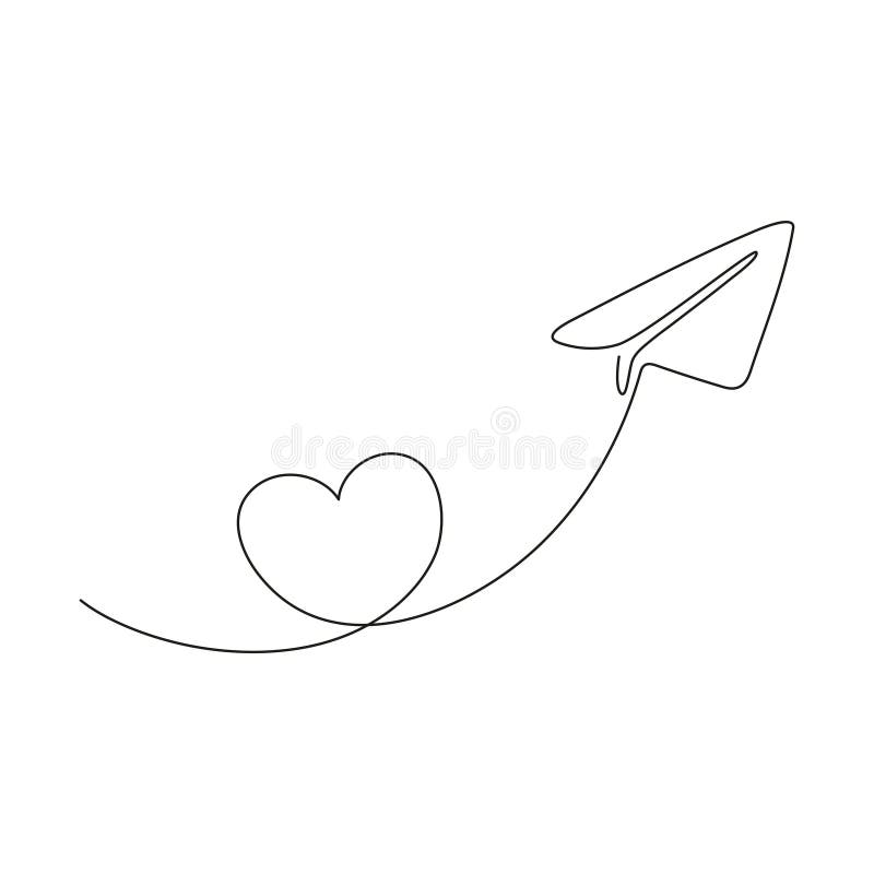 Paper Airplane Continuous One Line Drawing. Sending Message Linear Fold ...