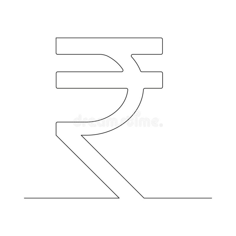 Rupee One Line Drawing Symbol. Indian Currency Linear Symbol Stock ...