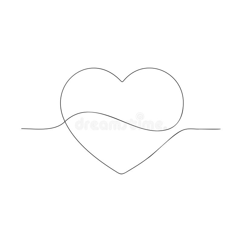 Heart One Line Continuous Art. Love Outline Symbol Stock Vector ...
