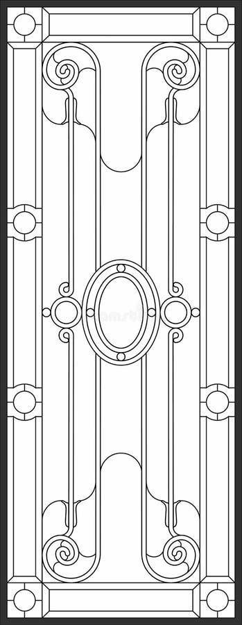 Outline Sketch of Stained-glass Panel in a Rectangular Frame, Abstract ...