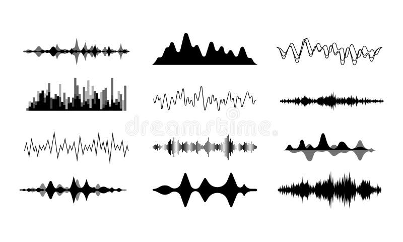 Collection of Black Sound Waves Stock Vector - Illustration of ...