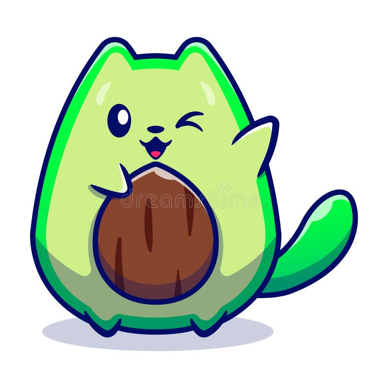 Cute Avocado Cat Cartoon Character Animal Fruit Isolated Stock Vector ...