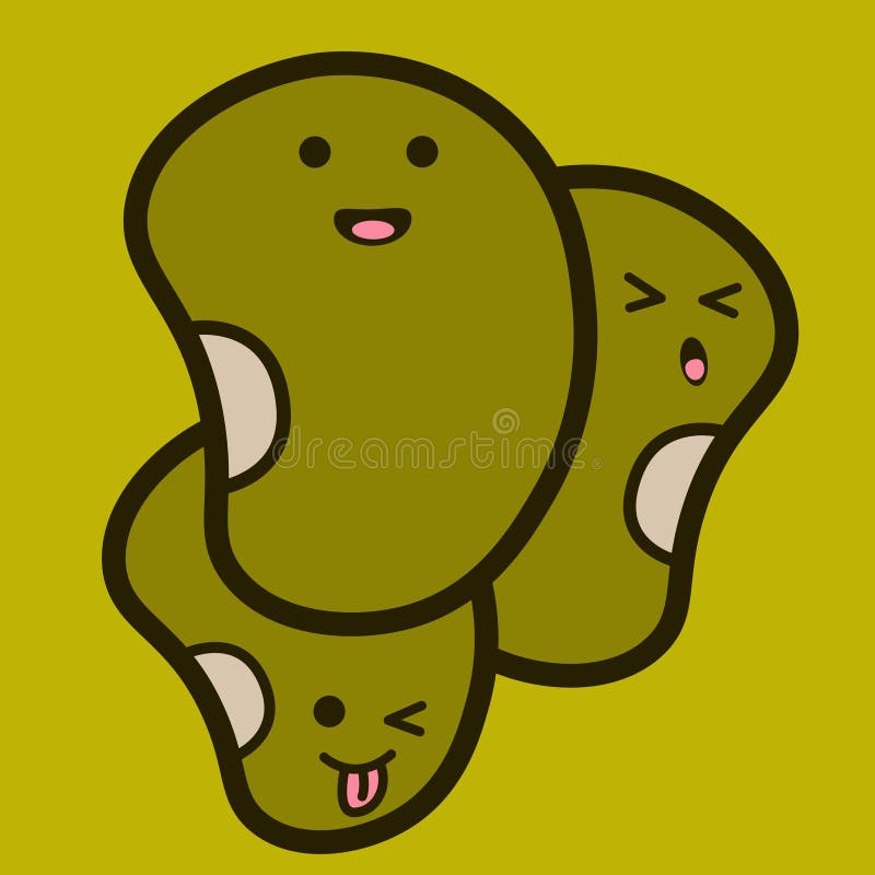 Illustration Vector Graphic Cartoon Character of Mung Beans in Kawaii ...