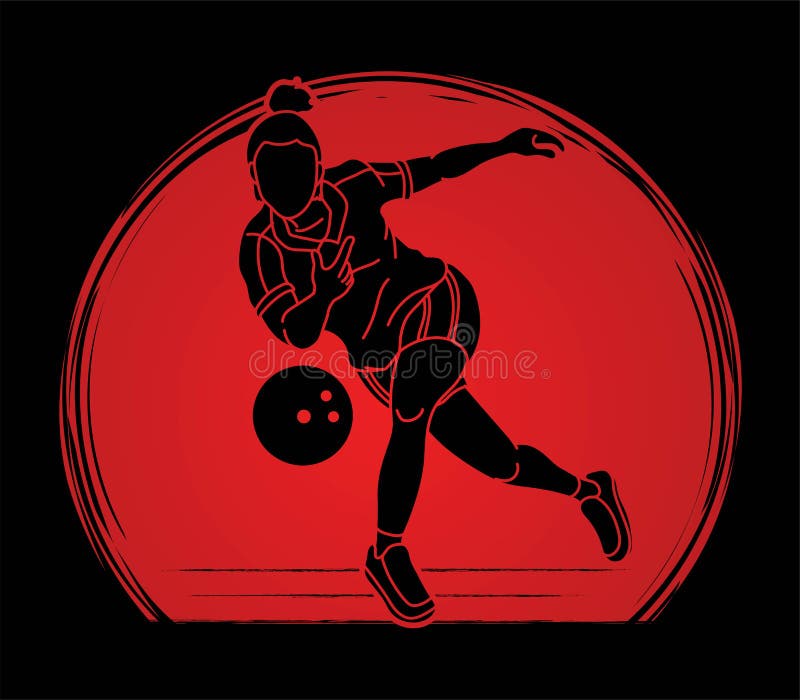 Woman Bowling Sport Player Action Cartoon Graphic Vector Stock Vector ...