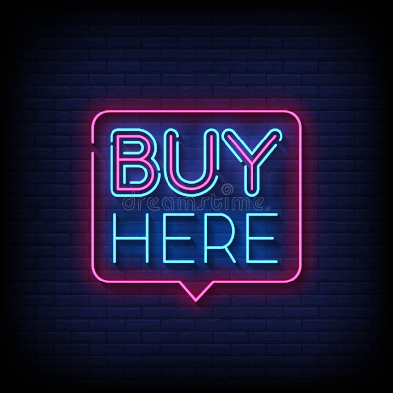 Buy Here Neon Signs Style Text Vector Stock Vector - Illustration of ...