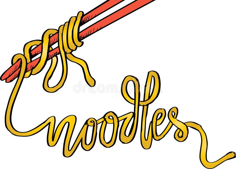 Text Noodles with Chopsticks Hand Lettering Stock Vector - Illustration ...