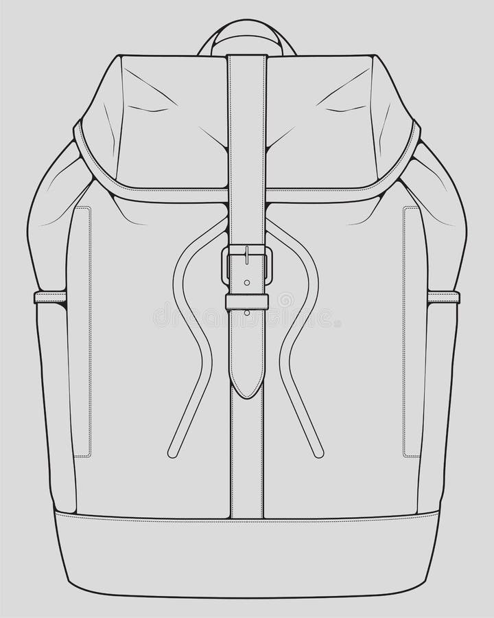 Sketch of a Rucksack. Backpack Isolated on White Background. Vector ...