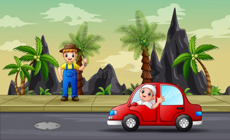 Illustration of People Walking through the Highway Stock Image - Image ...